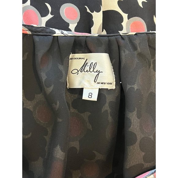 Milly | Dresses | Milly New York Silk Print Dress Black Us 8 | Poshmark